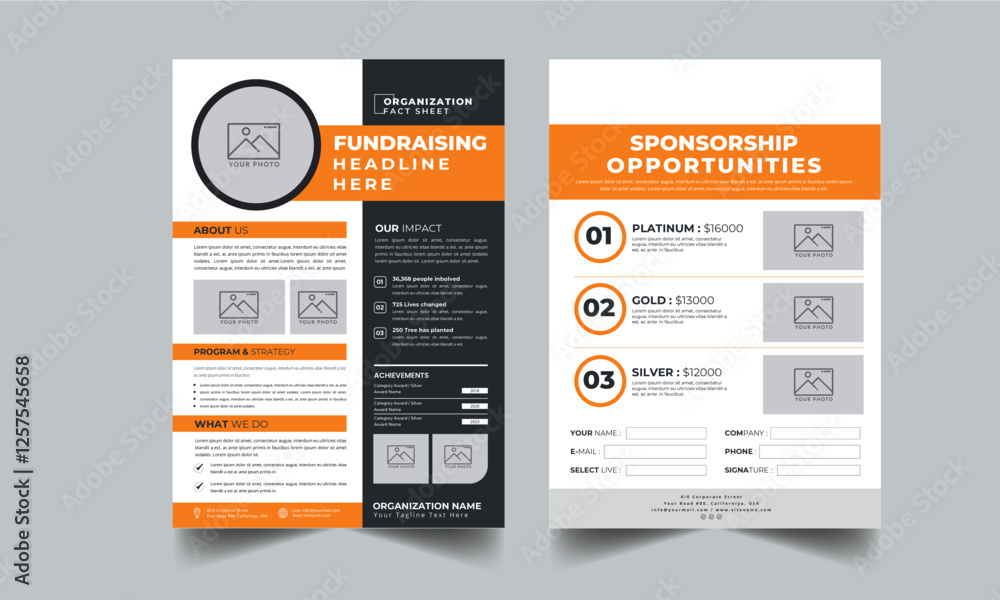 Nonprofit Event Sponsorship Levels Fundraising Flyers 2 style design ...