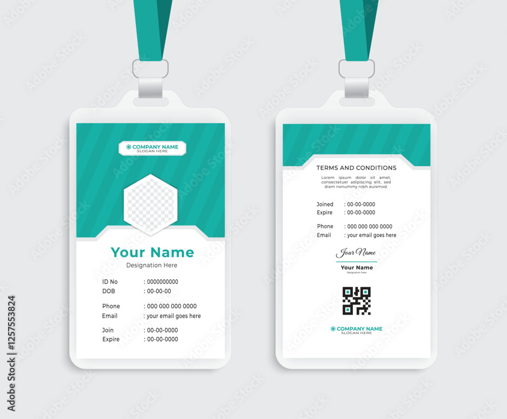 ID card design with template and personal identification card two part ...