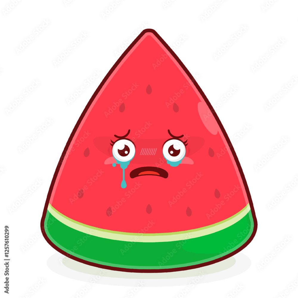 watermelon slice scared face cartoon cute Stock Vector | Adobe Stock