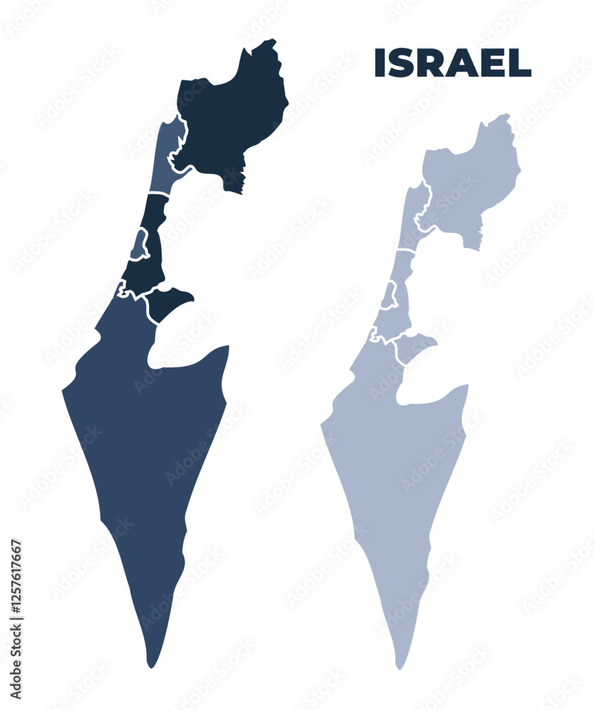 Israel Political Map With States Border Outline Stock Vector Adobe Stock