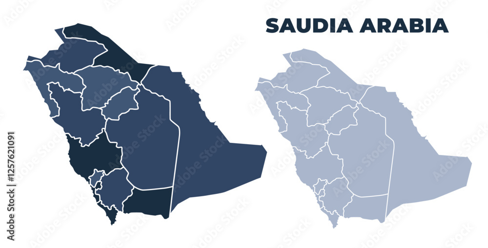 Saudi Arabia political map with states border outline Stock Vector ...