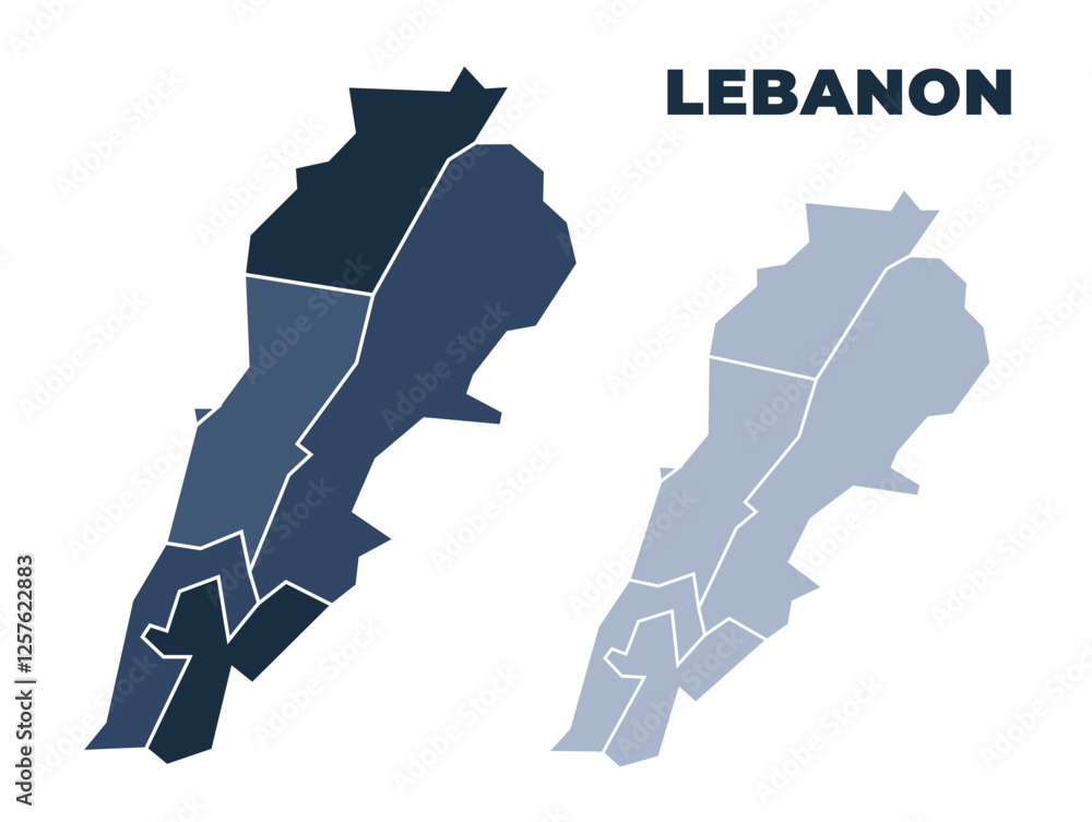 Lebanon political map with states border outline Stock Vector | Adobe Stock