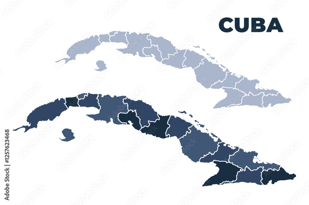 Cuba political map with states border outline Stock Vector | Adobe Stock