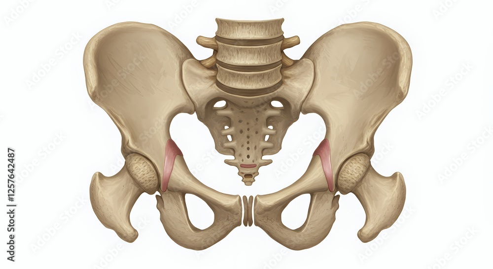 Anatomical illustration showcases the human pelvic bone structure Stock ...