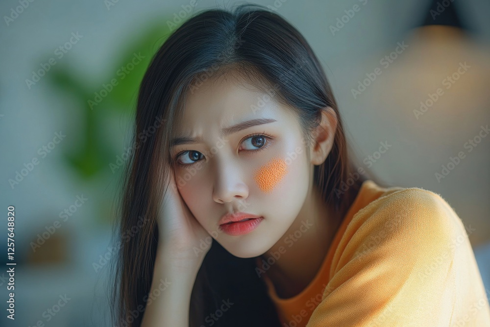 Dermatology, asian young woman reaction from atopic, insect bites on ...