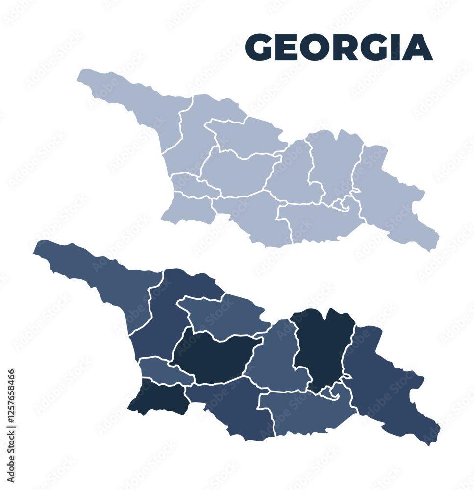 Georgia political map with states border outline Stock Vector | Adobe Stock