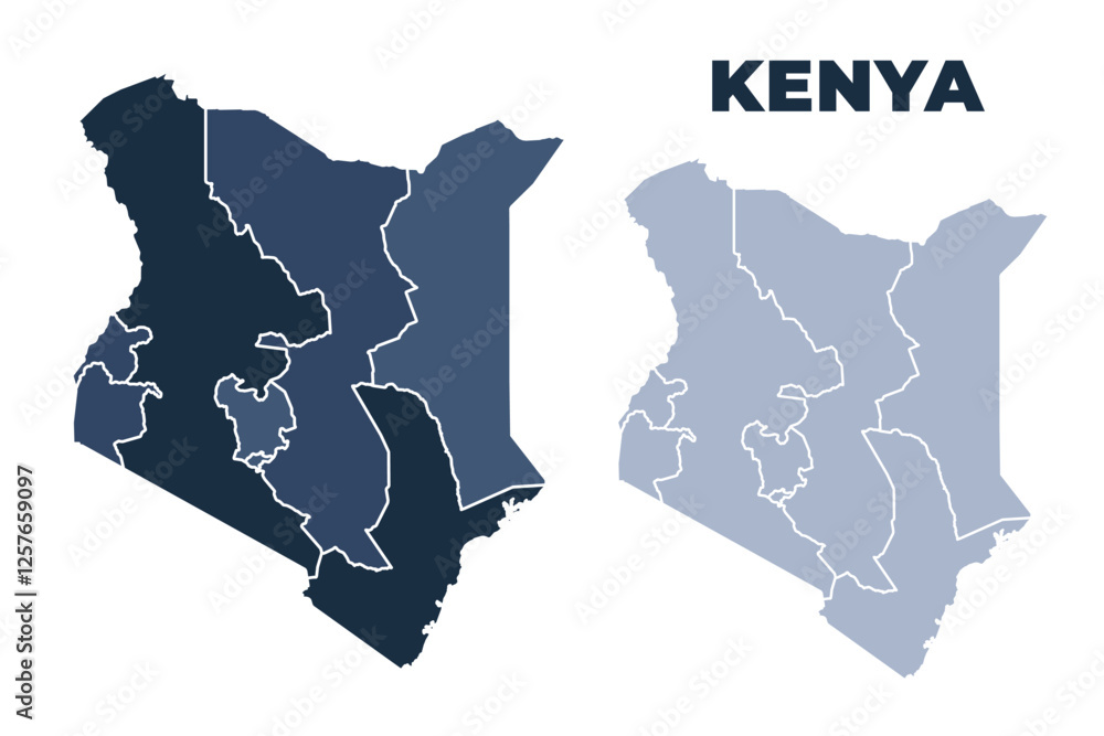 Kenya political map with states border outline Stock Vector | Adobe Stock