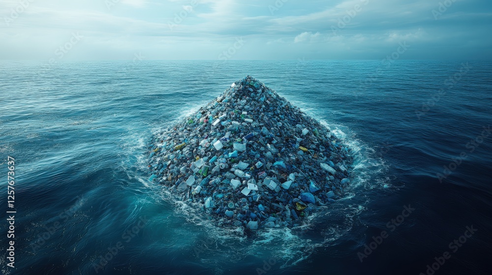 Iceberg-shaped trash pile in the ocean highlights plastic pollution ...