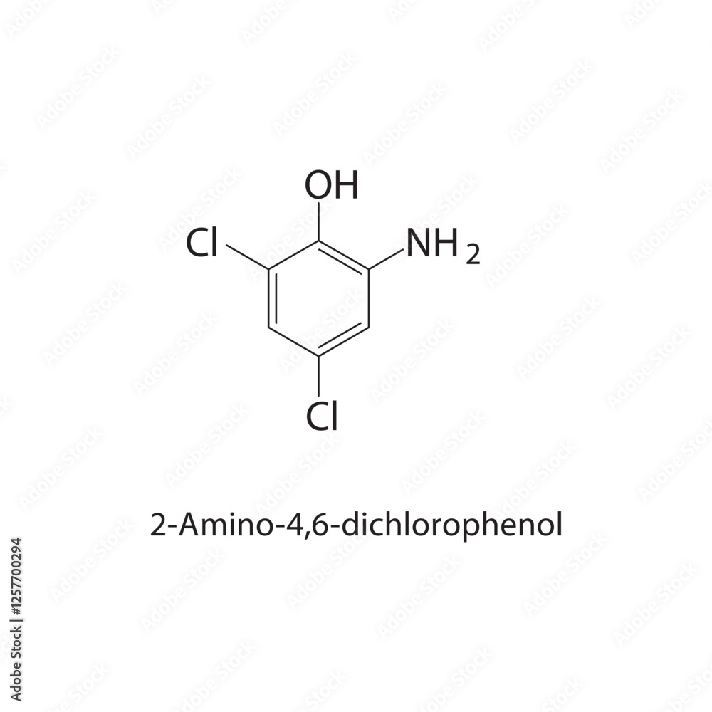 2-Amino-4,6-dichlorophenol skeletal structure.Phenol derivative ...