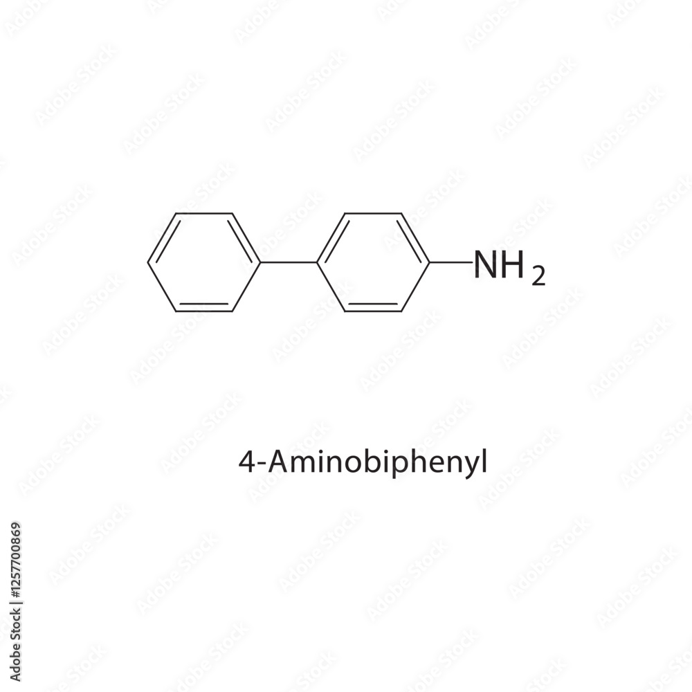 Vector de Stock 4-Aminobipheny skeletal structure.Aromatic amine compound schematic illustration ...