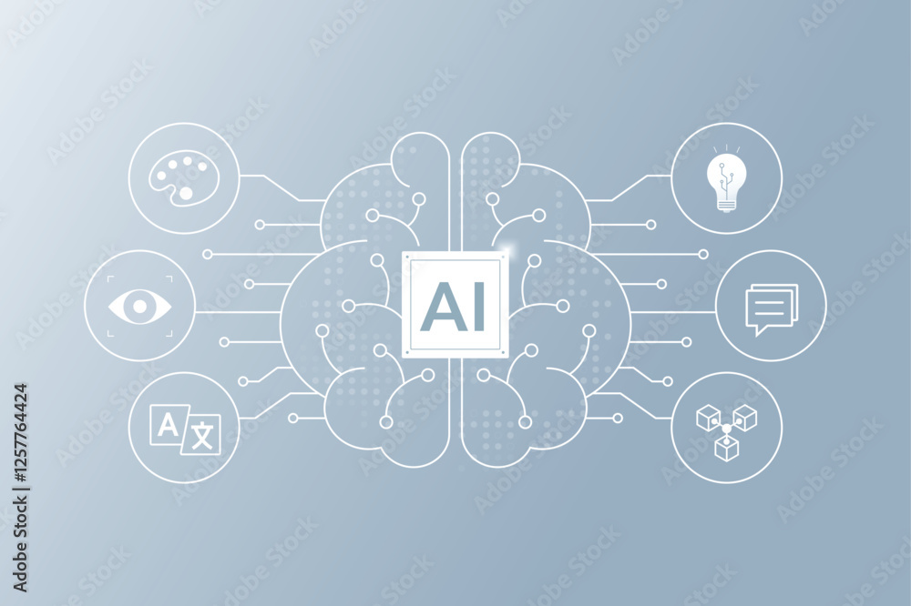 Generative AI concept, Artificial intelligence AI brain. Technology ...