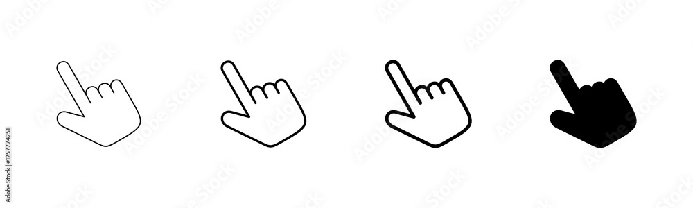 Hand cursor icon vector isolated on white background. Hand click icon ...