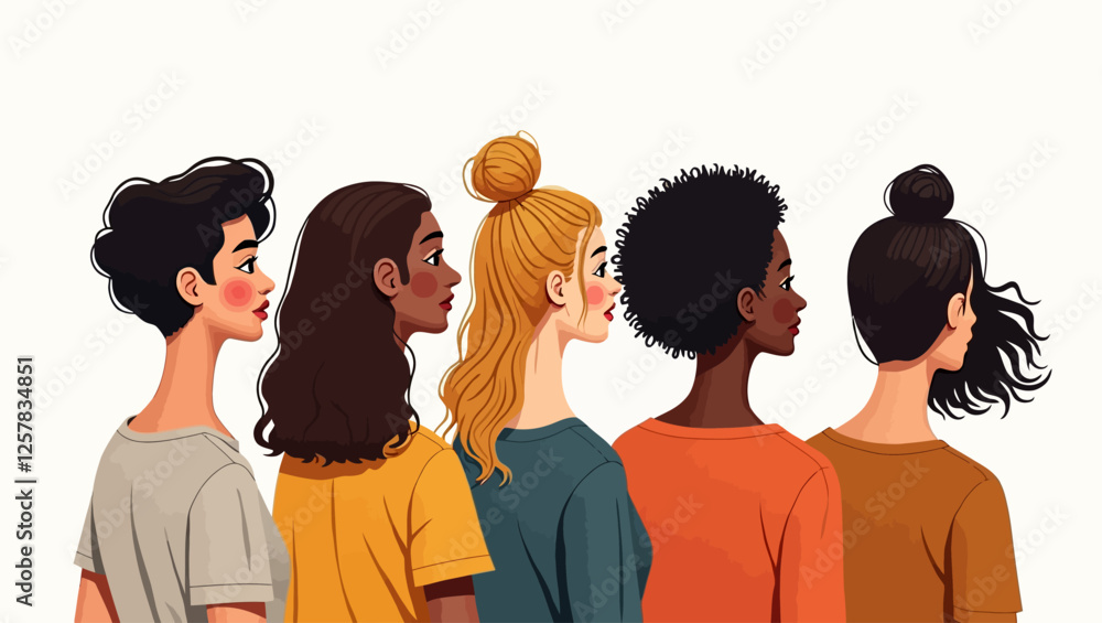 Different people of diverse backgrounds stand side by side, showcasing ...