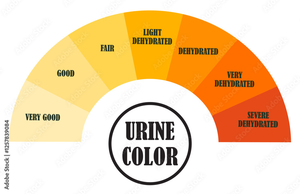 Urine color chart level indicator. Pee hydration chart. Dehydration ...