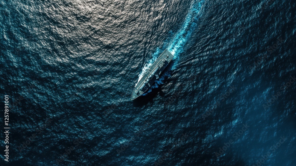 Stock-Foto „US Navy aircraft carrier floating in open ocean captured in ...