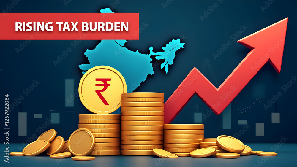 Stock-Illustration „Rising tax burden in India illustration with 3d ...