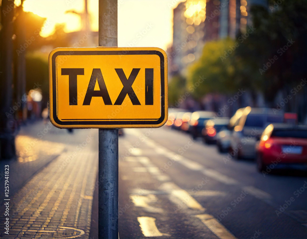 Taxi Service at International Airport with Yellow Logo, Parking Area ...