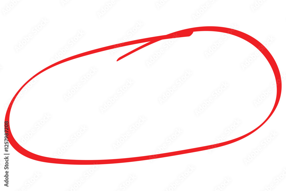 Red circle line hand drawn set. Highlight mark hand drawing circle ...