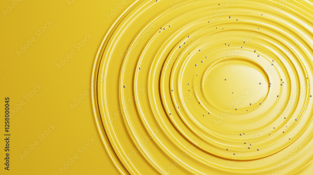 vibration and sound wave in yellow liquid . Circle pulse wave with ...