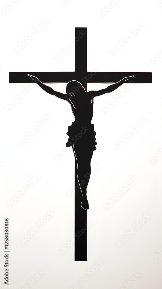 Black Silhouette of Jesus Christ Crucified on a Cross Religious Symbol ...
