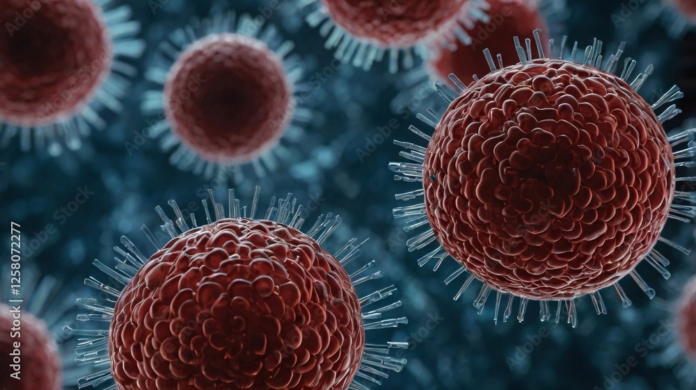 Ilustración de Stock Microscopic View of Virus: A close-up, 3D ...