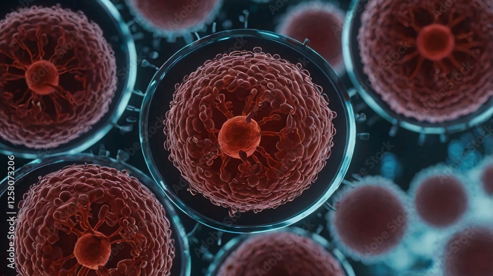 Cellular Microscopic View: A close-up, abstract microscopic view of ...