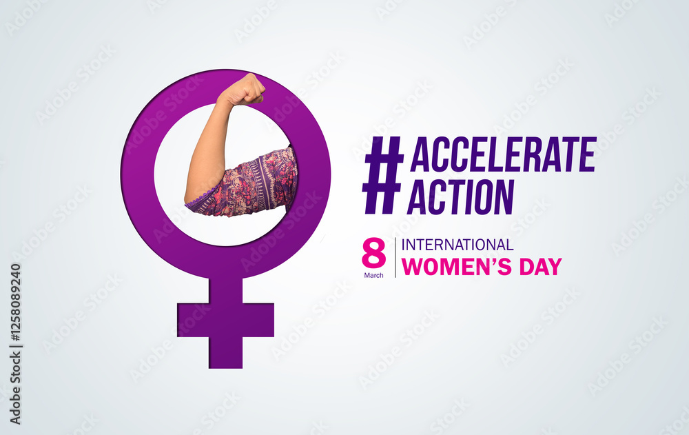 Accelerate action - International women's day concept poster. 2025 women's day campaign theme ...