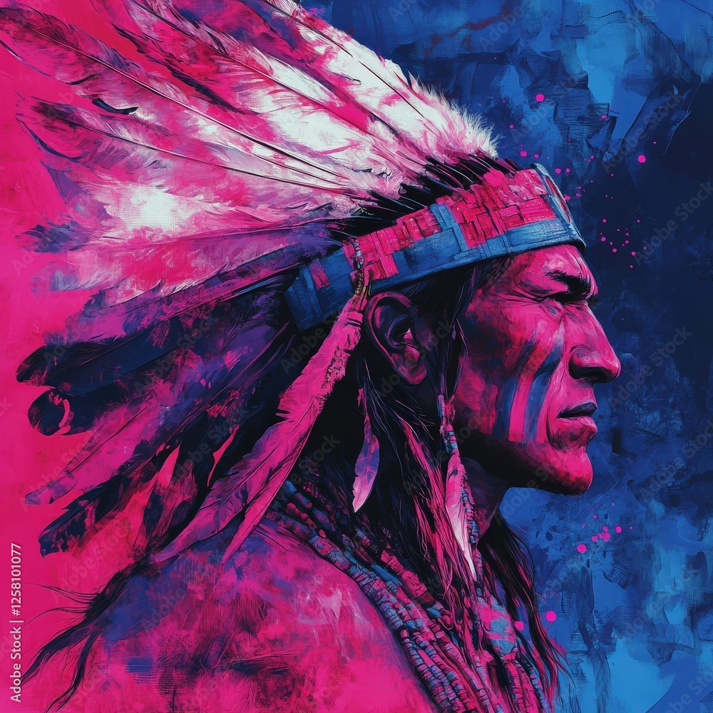 Cherokee Indian Warrior: A Bold and Vibrant Illustration Celebrating ...