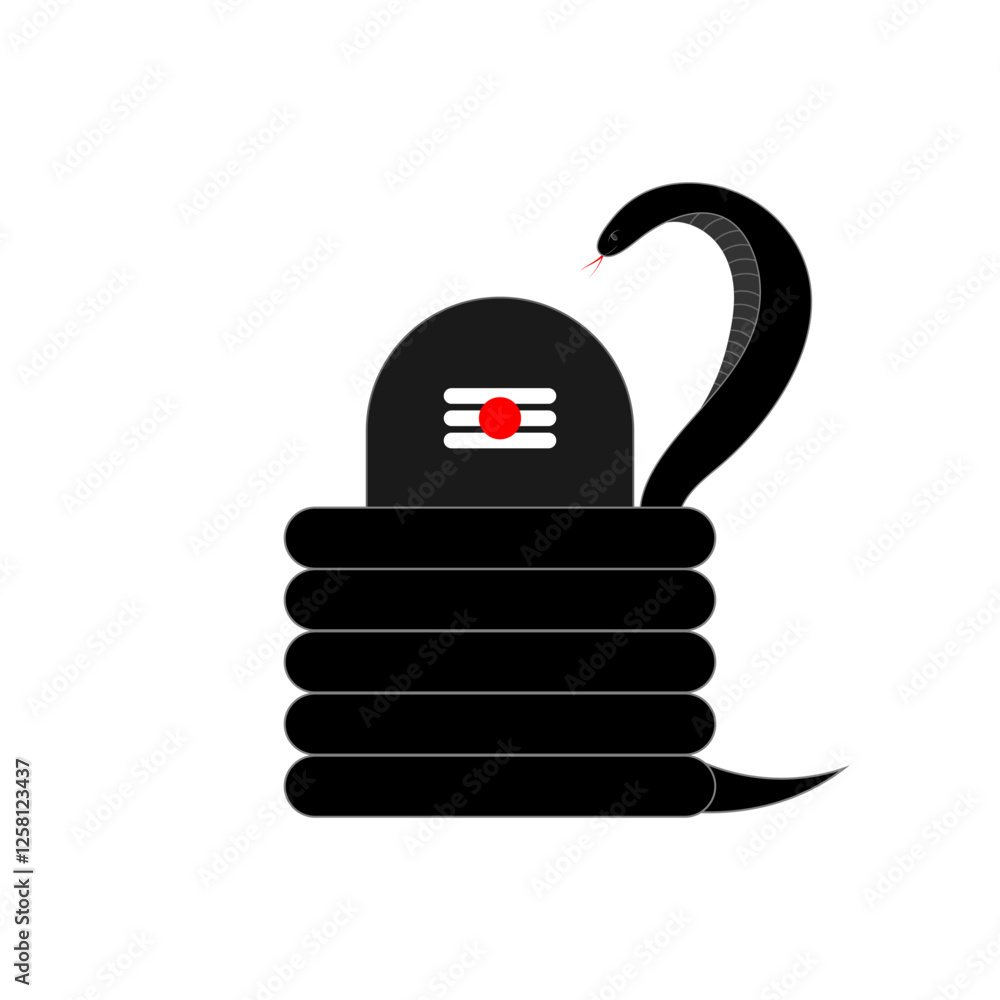 Vector illustration of Snake wrapped around Shiva Linga on transparent ...