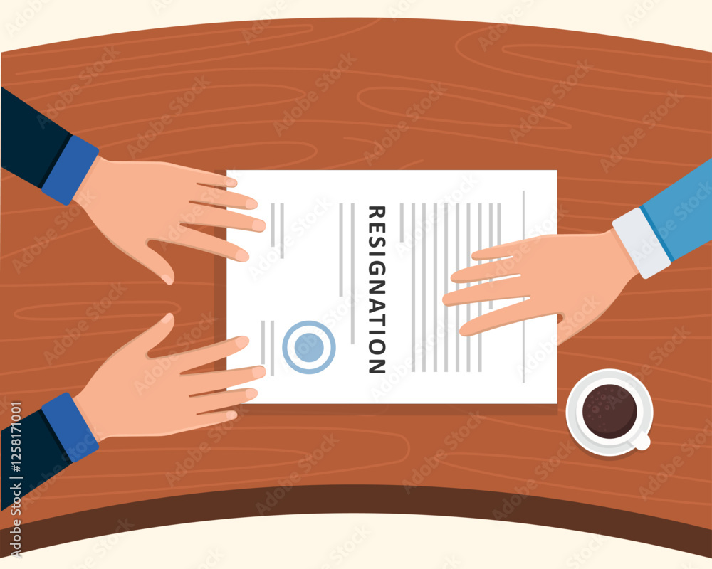 resignation letter paper document quit from job resigned from work top ...