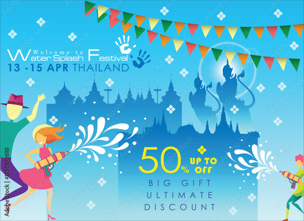 Songkran sale promotion banner for Songkran Festival Abstract ...