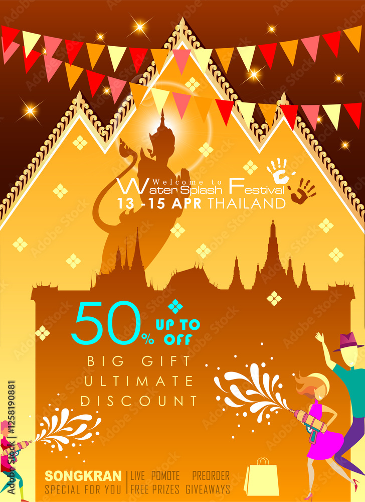 Songkran sale promotion banner for Songkran Festival Abstract ...