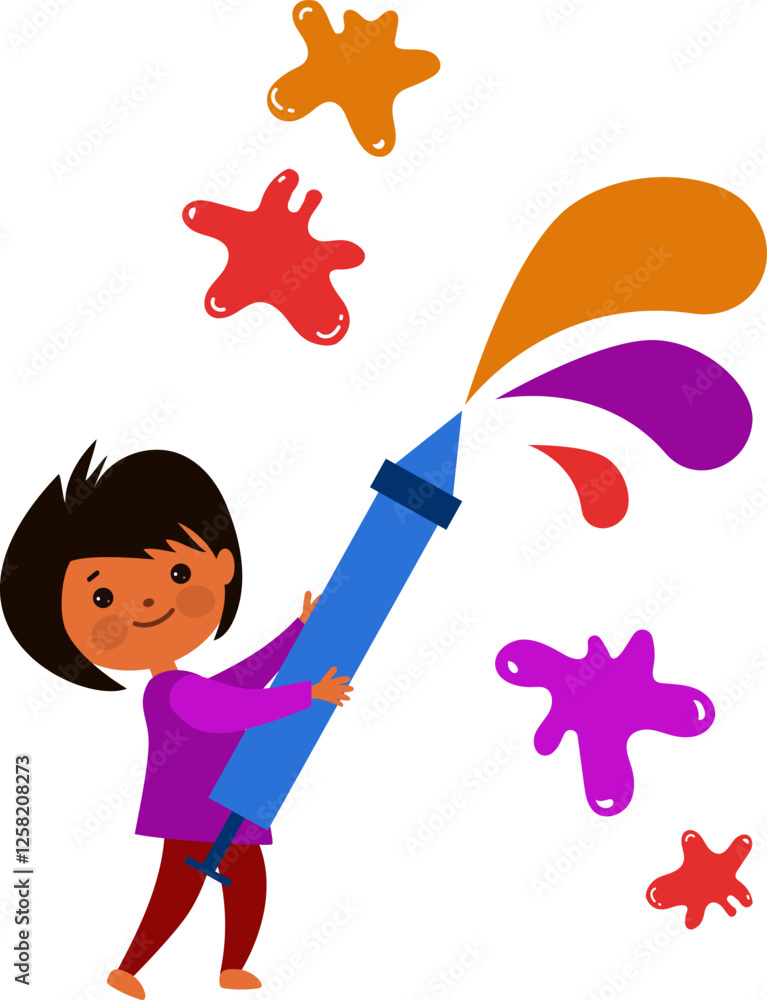 png happy cute character kid celebrating holi festival. child playing ...