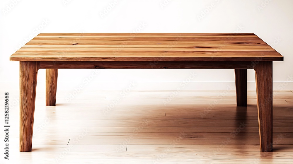 Simple wooden dining table in a light room. Suitable for interior ...