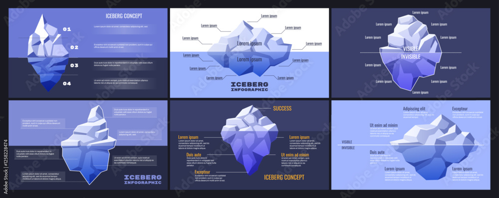 Iceberg diagram infographic. Business presentation for visible and ...