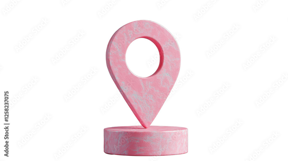 Pink marble location pin icon on transparent background representing ...