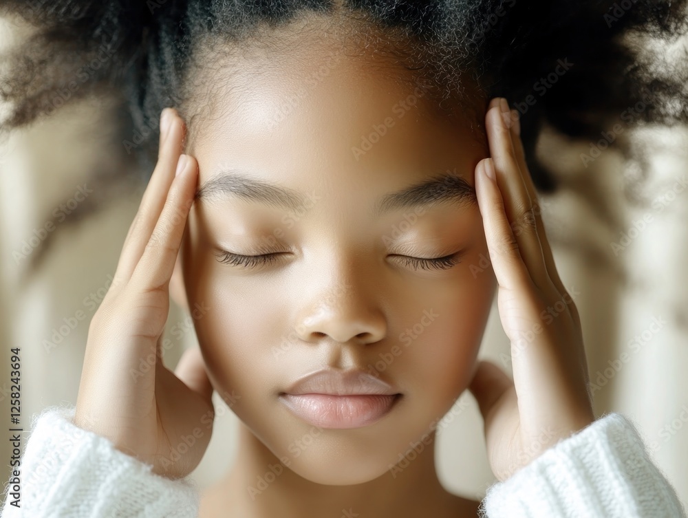 Find relief with our image depicting a Nervous African woman massaging ...