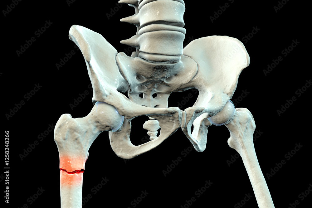 Subtrochanteric femur fracture, 3D illustration Stock Illustration | Adobe Stock