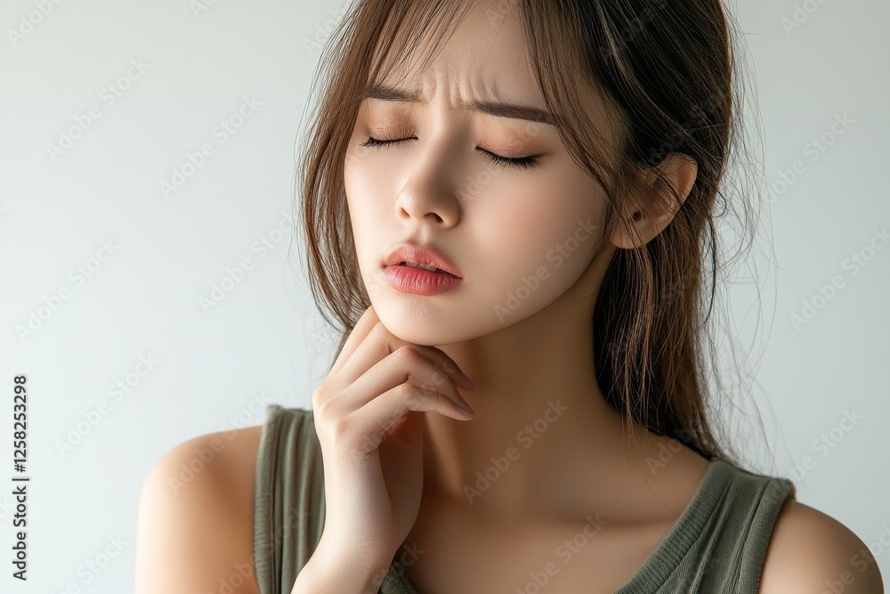 Female unhealthy Sickness, asian young woman, girl unwell and coughing ...