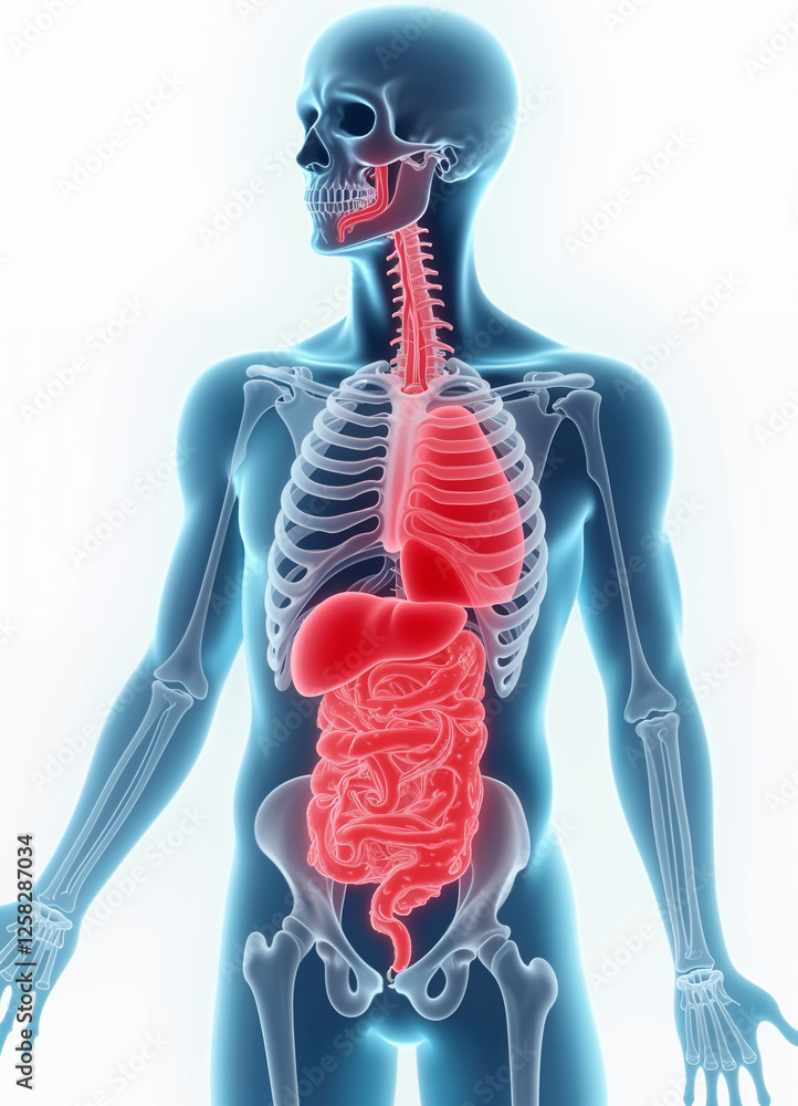 Anatomy of Human Lungs and Heart, internal organs of the human body ...