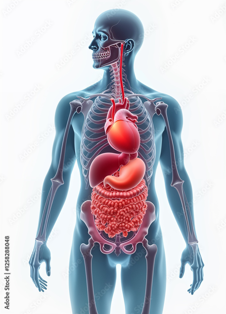 Anatomy of Human Lungs and Heart, internal organs of the human body ...