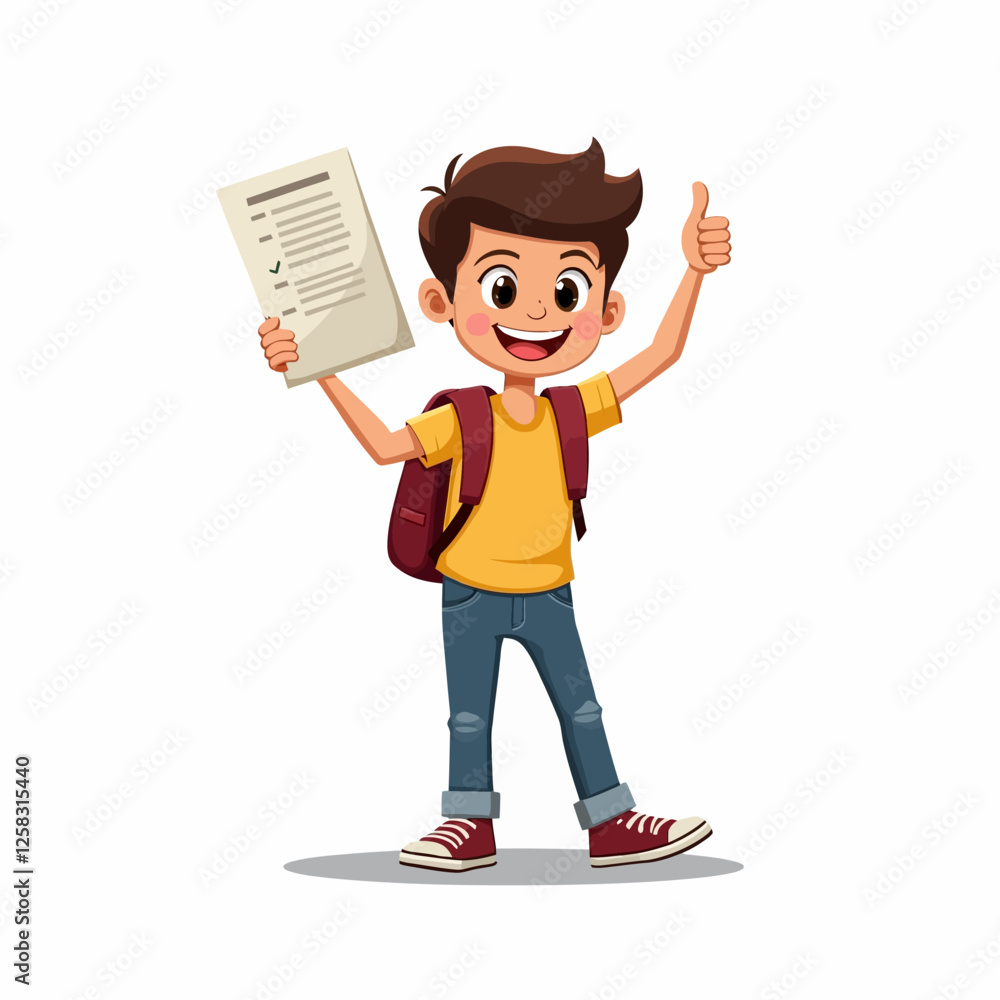 Stock-Vektorgrafik „Smiling child student character standing showing ...