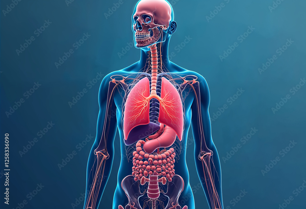 Anatomy of Human Lungs and Heart, internal organs of the human body ...