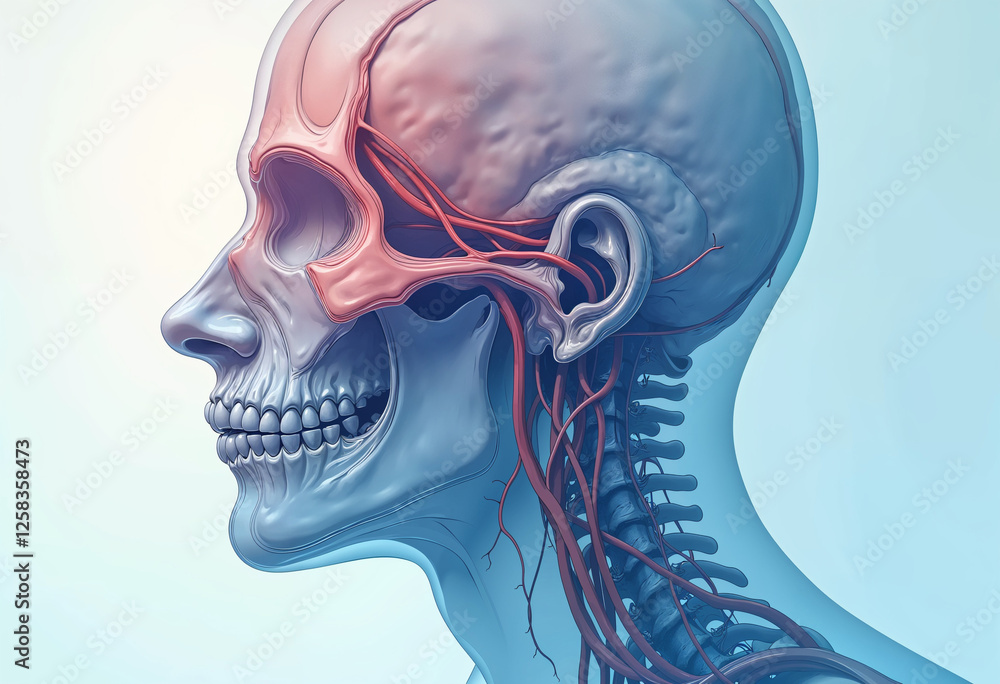Human skull eardrum and brain anatomy, human body internal organs ear ...