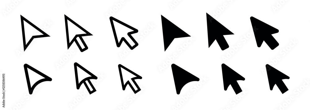 Mouse pointer icon set, Cursor symbol for computer, mobile app, animation and ui design. mouse ...