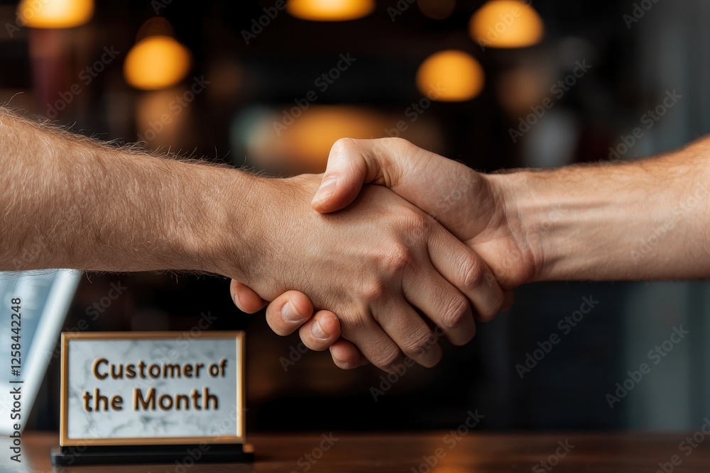 Concept of measurement customer satisfaction and loyalty. Handshake ...