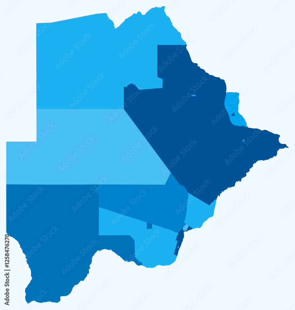 Map of Botswana with regions. Just a simple country border map with ...