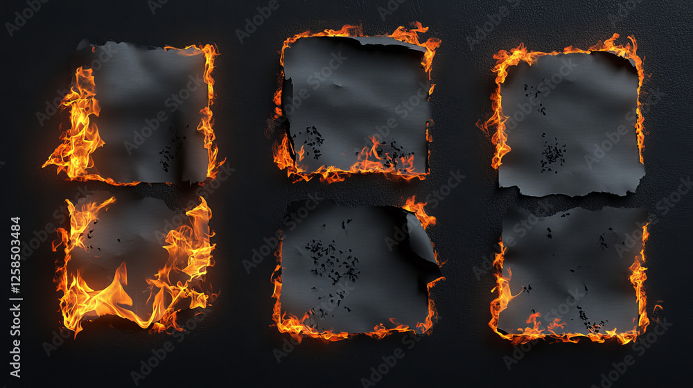Burning paper png set isolated on transparent background. Realistic ...