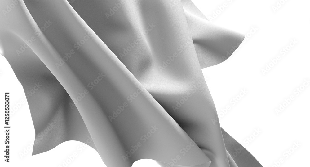 Abstract white fabric drape texture background with soft folds and ...