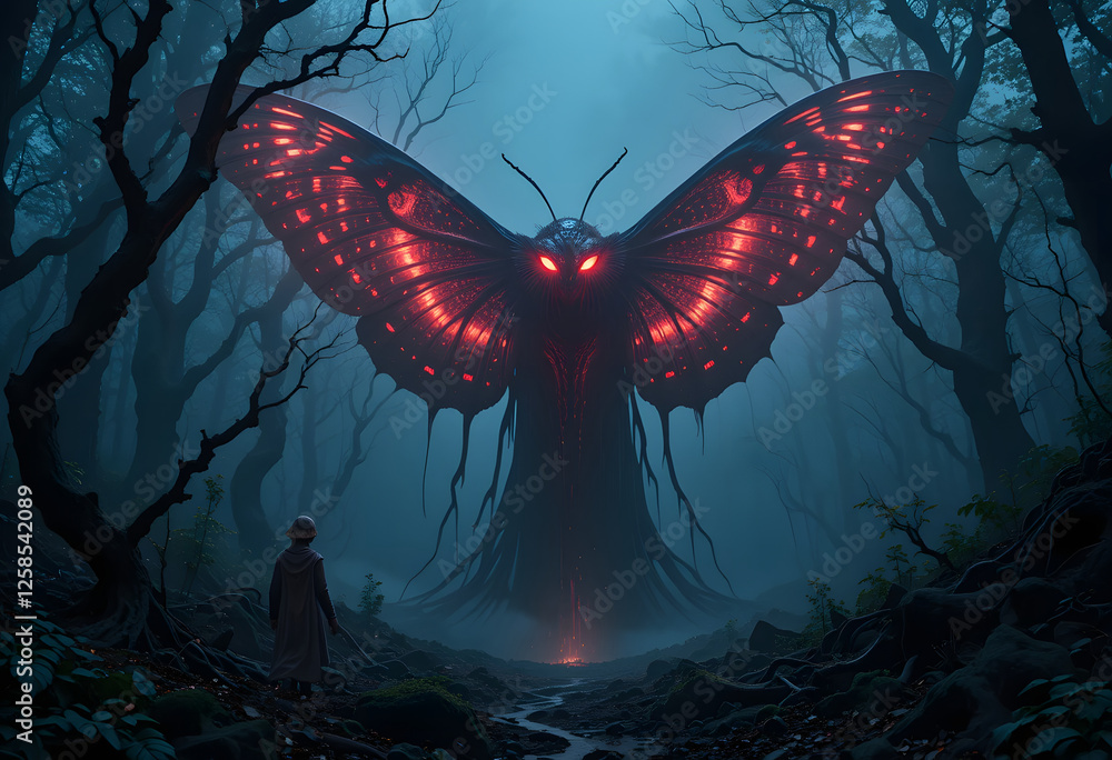 "Mothman in a Dark Forest – Mysterious Cryptid from Urban Legends and Mythology | Adobe Stock ...